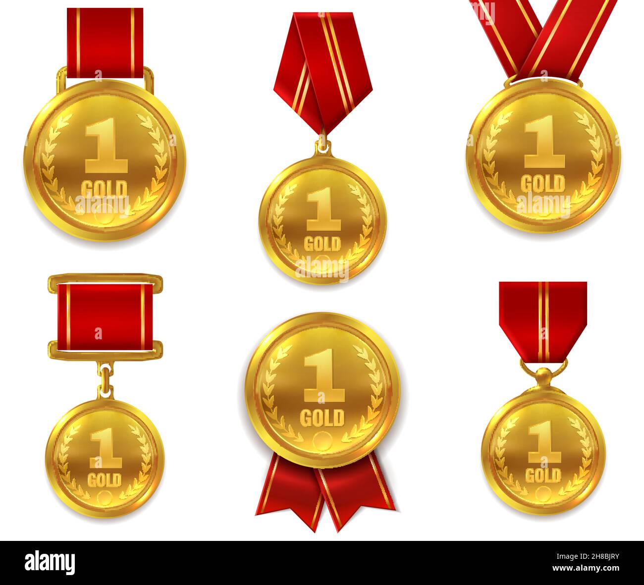 Champion gold medals. Award winner trophy golden medal sport reward ...