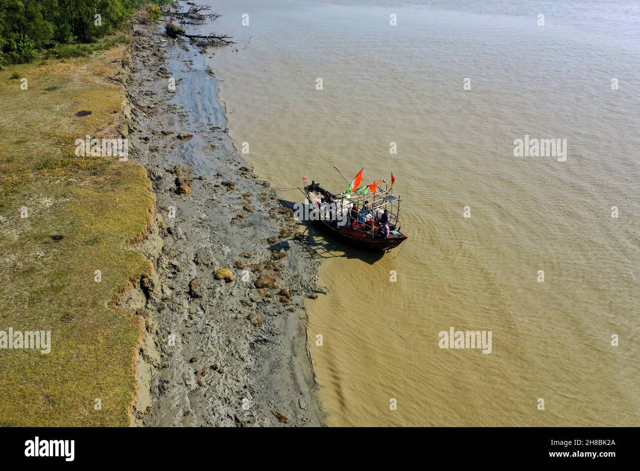 Aerial View of erosion at Dhal Chhar union of Char Fasson upajila in ...