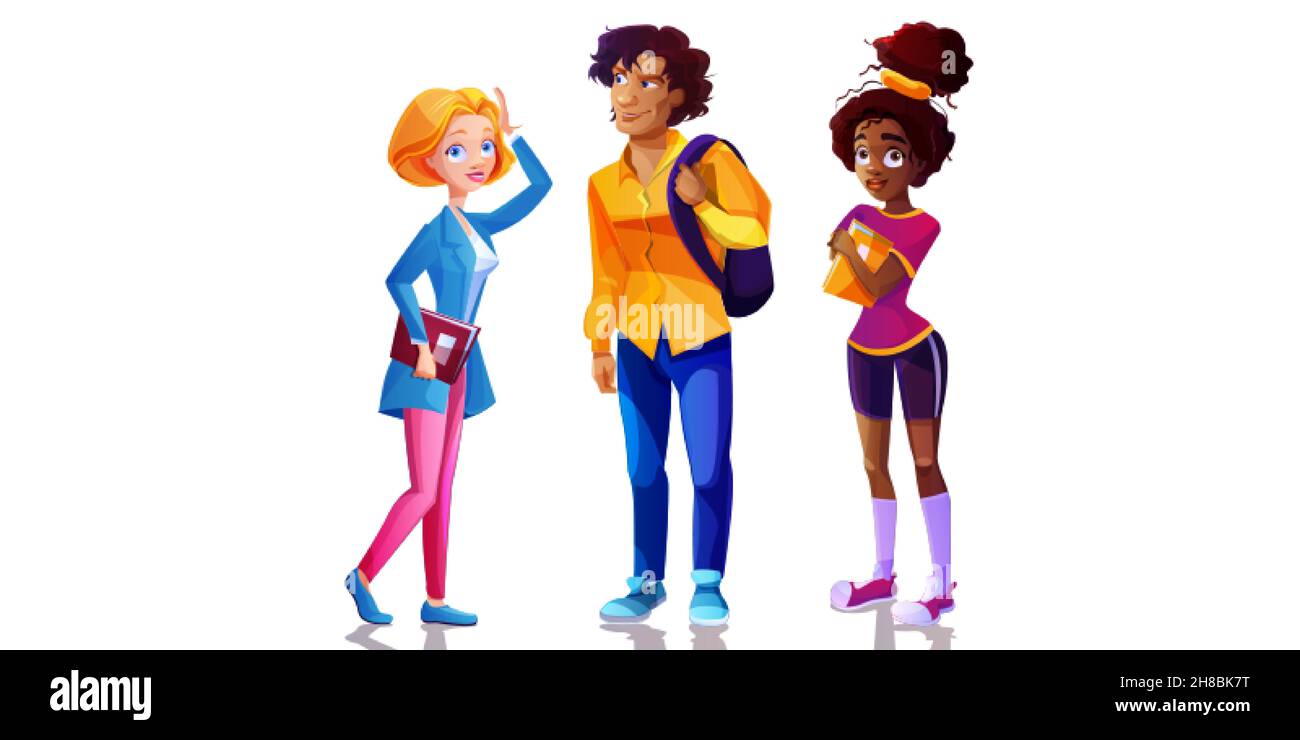 Group of diverse modern students standing together cartoon vector ...