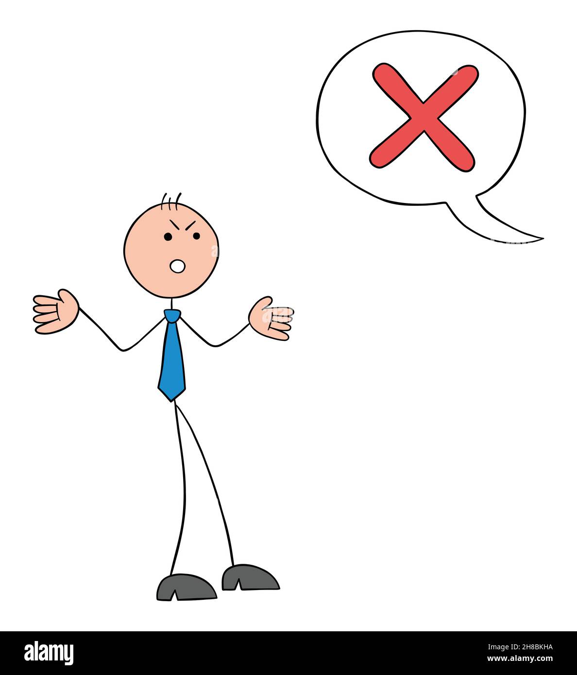 Problem, stickman businessman is very angry because he was rejected ...