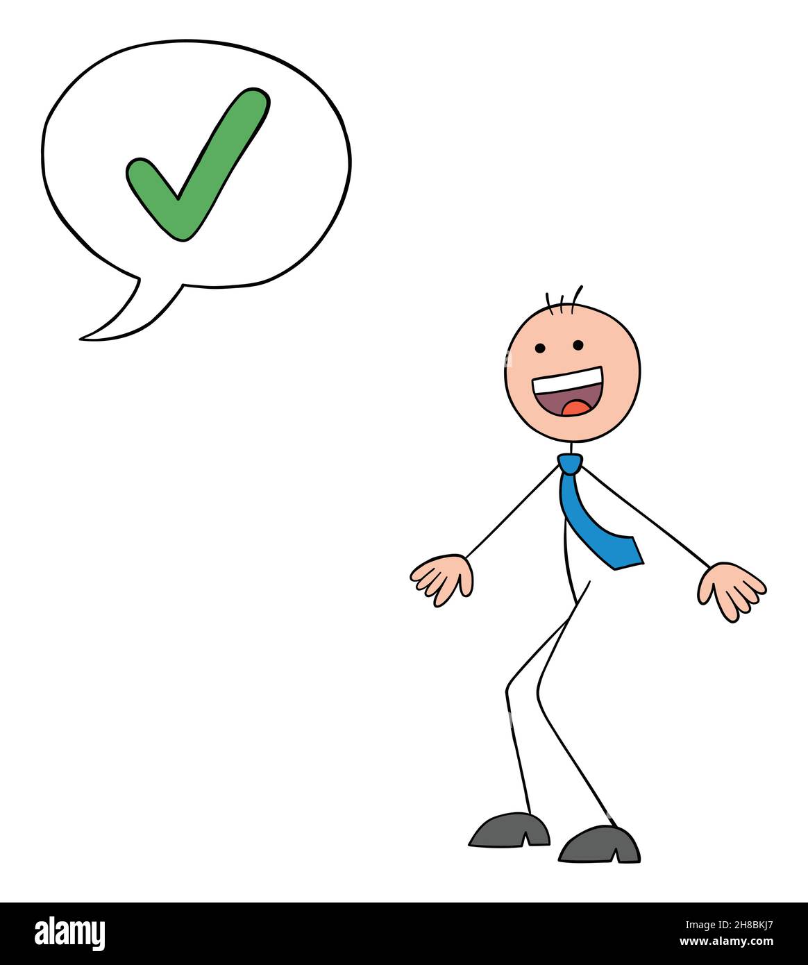 Approve, stickman businessman was approved and very happy. Hand drawn ...