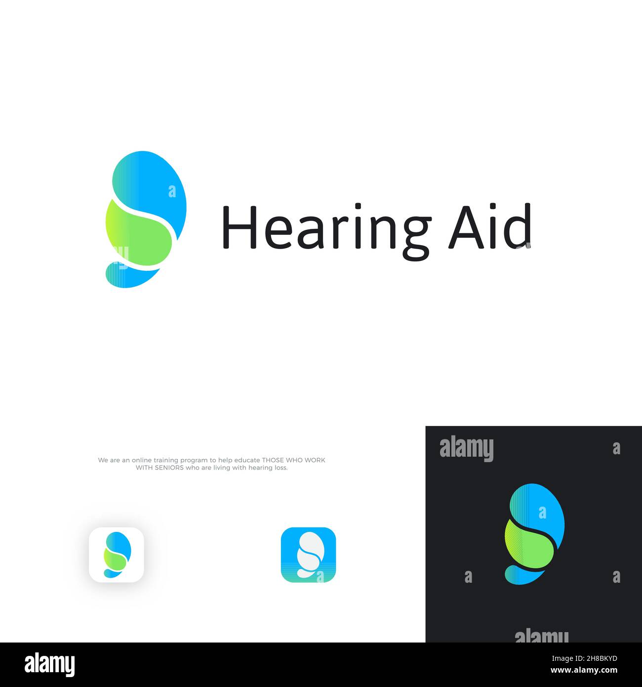 Hearing Aid logo concept, ear assistance, abstract vector logotype ...