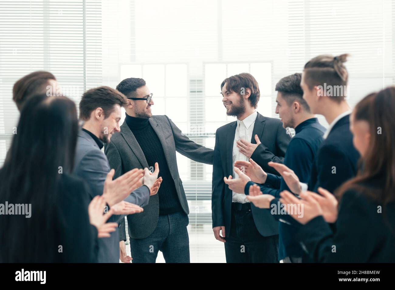 Business people applause congratulations employee hi-res stock ...