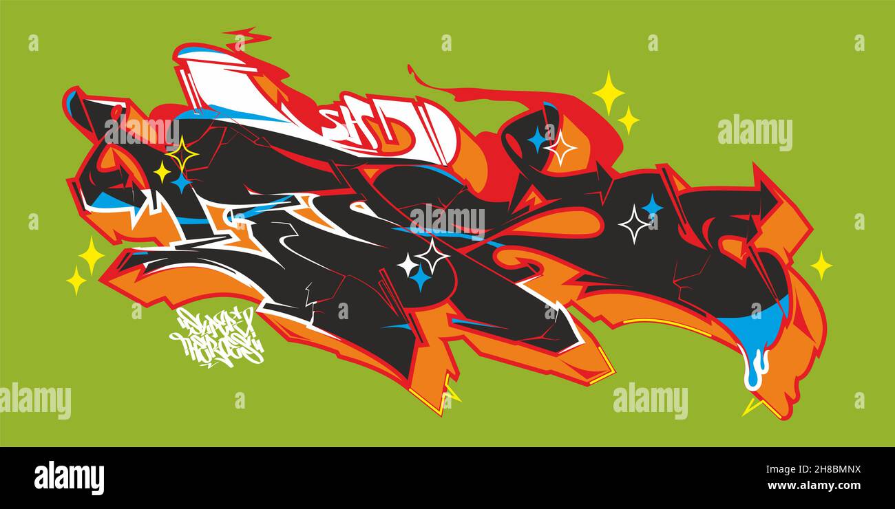 Abstract Urban Graffiti Street Art Style Word Lets Lettering Vector ...