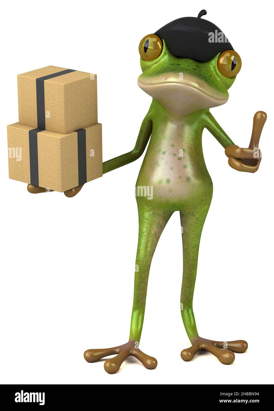 Fun french frog - 3D Illustration Stock Photo - Alamy