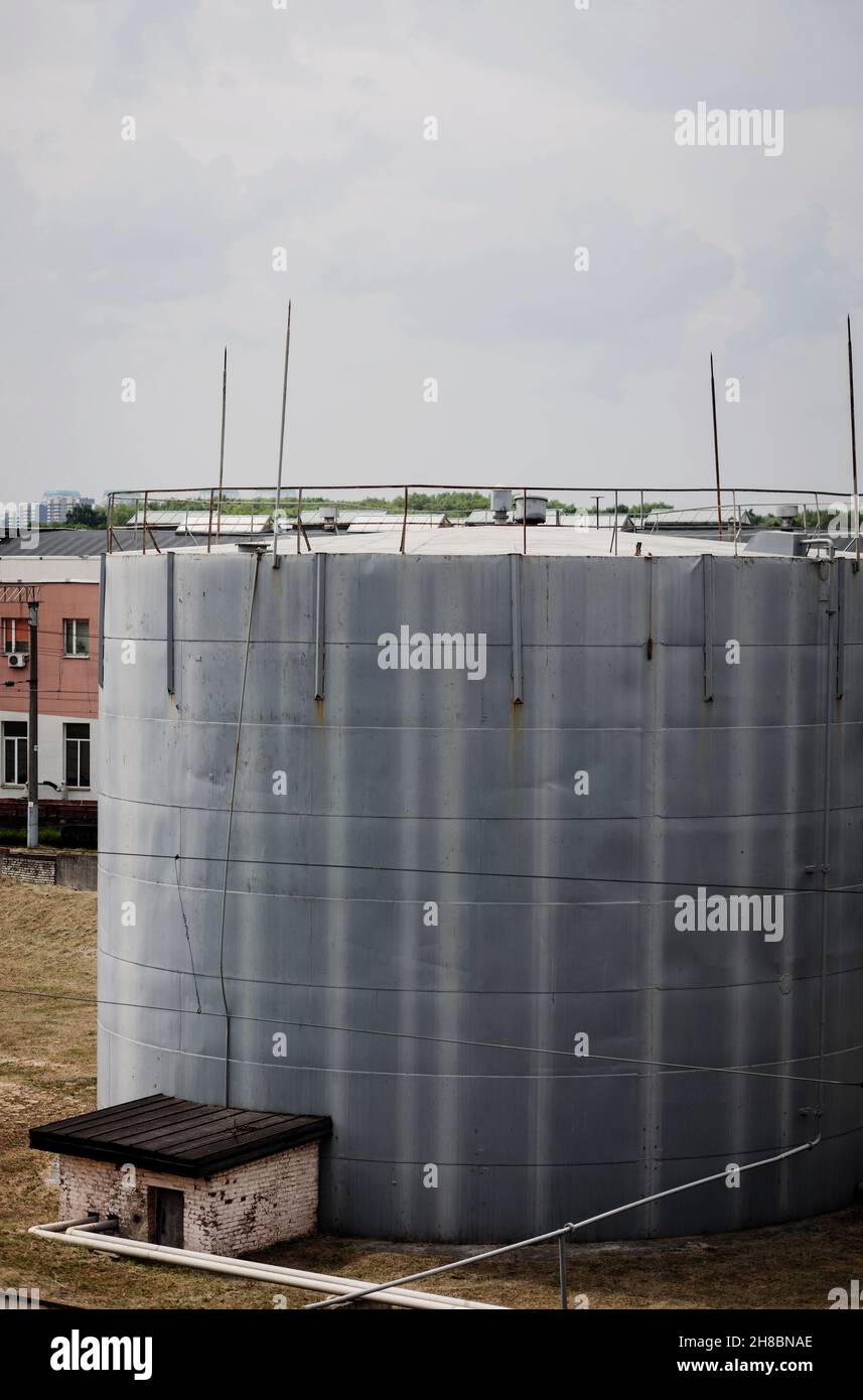 Chemical plant gas storage tank Stock Photo - Alamy
