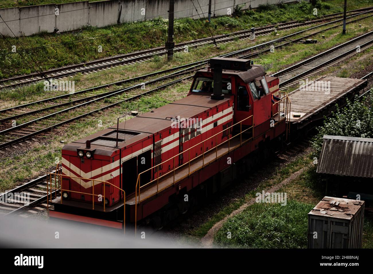 Train engines pulling trains. Diesel locomotive Stock Photo - Alamy