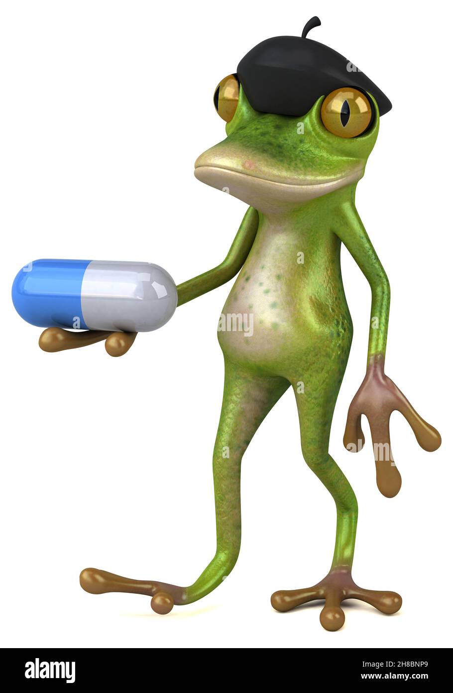 Fun french frog - 3D Illustration Stock Photo - Alamy
