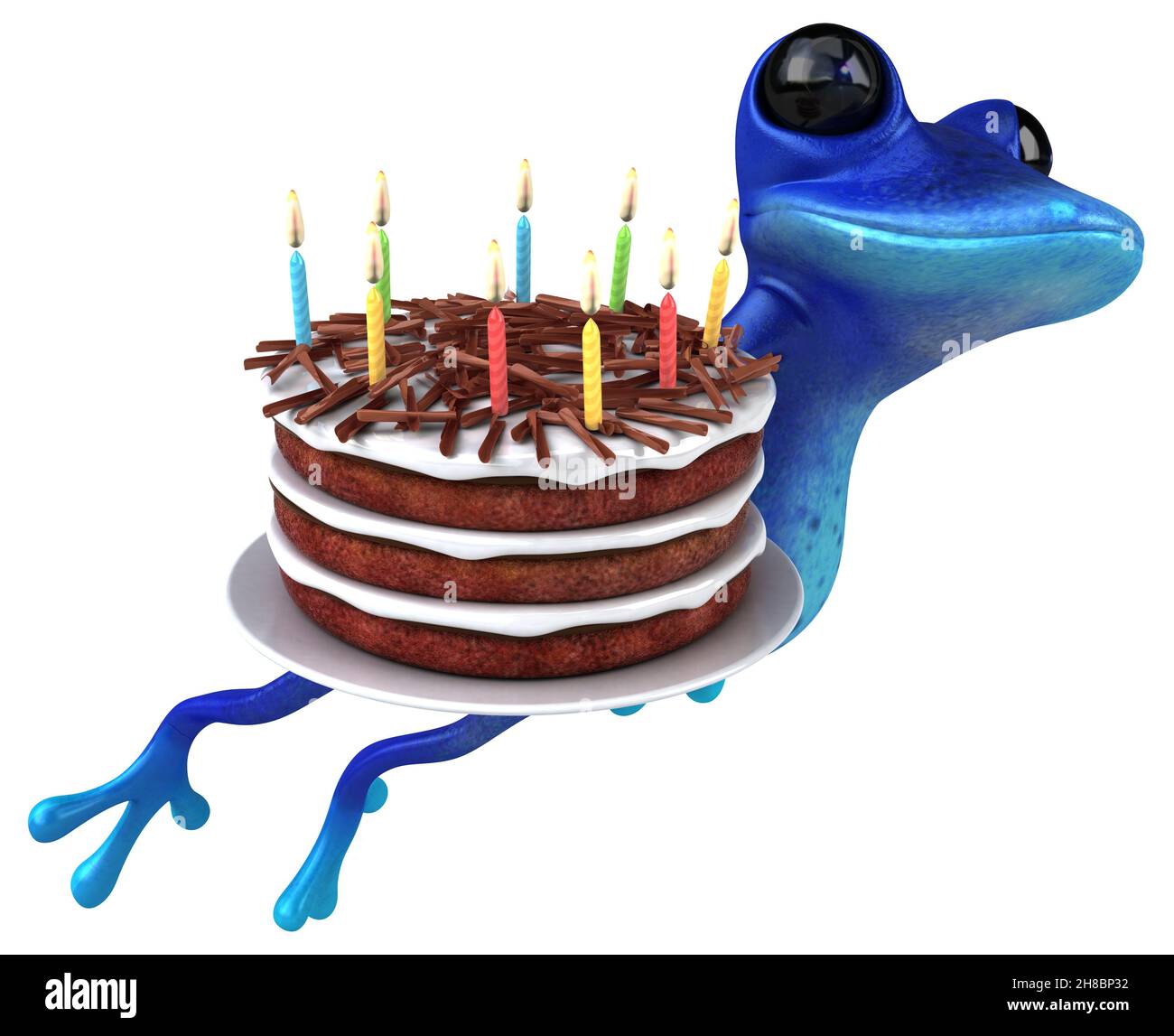 Fun blue frog - 3D Illustration Stock Photo - Alamy
