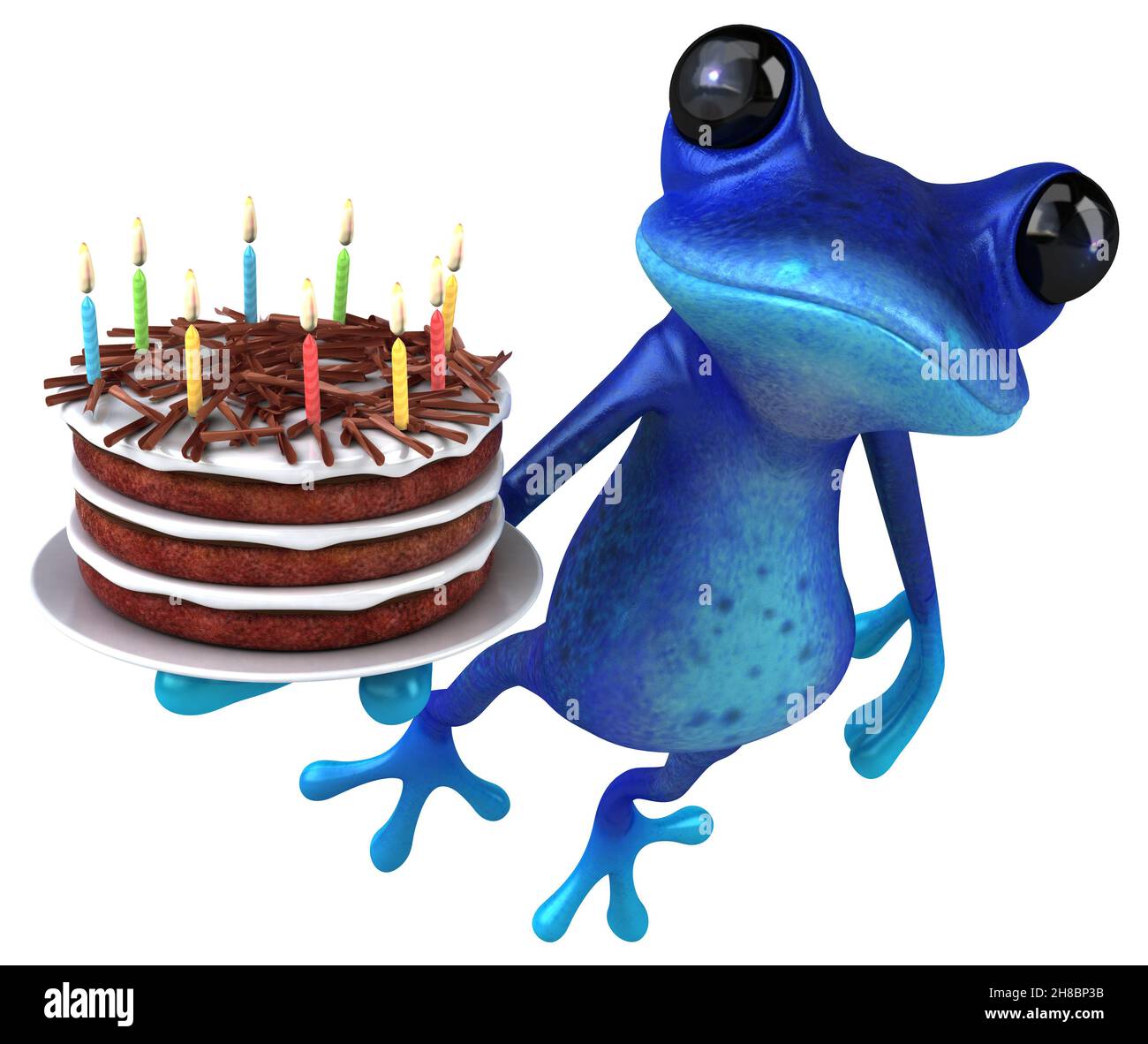 Fun blue frog - 3D Illustration Stock Photo - Alamy