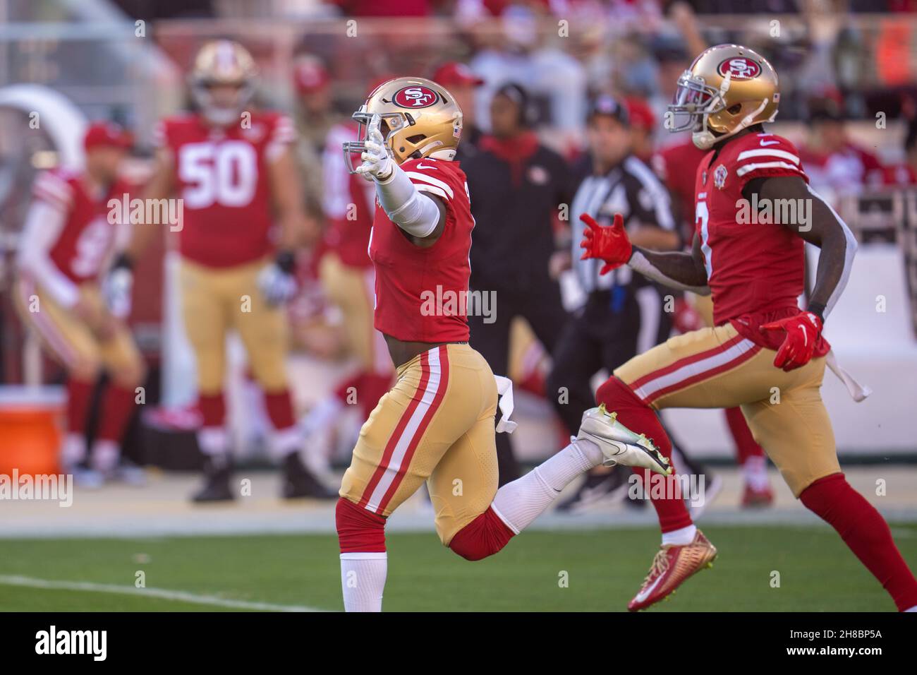 San Francisco 49ers free safety Jimmie Ward (1) celebrates after the ...