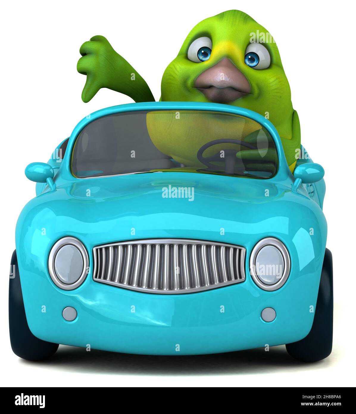 Fun green bird - 3D Illustration Stock Photo - Alamy