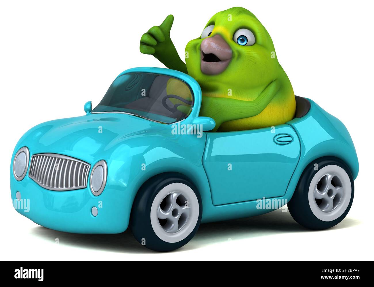 Fun green bird - 3D Illustration Stock Photo - Alamy