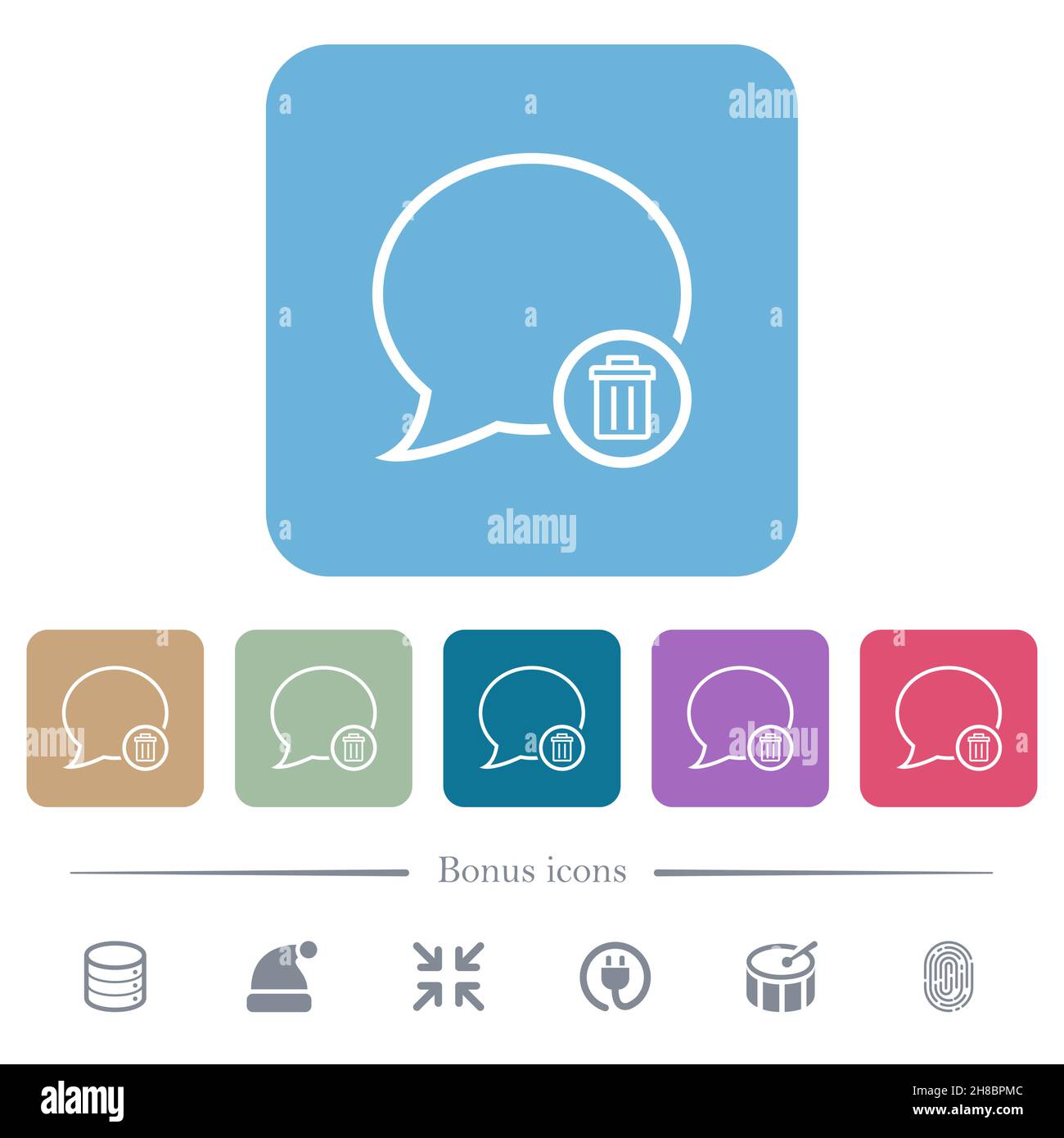 Delete message white flat icons on color rounded square backgrounds. 6 ...