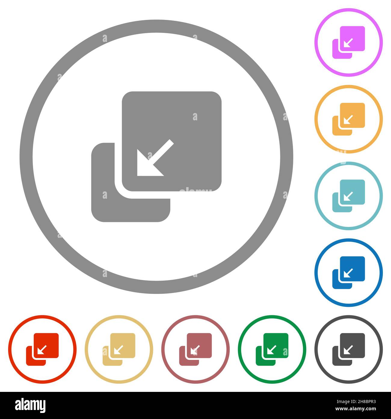 Collapse element solid flat color icons in round outlines on white ...