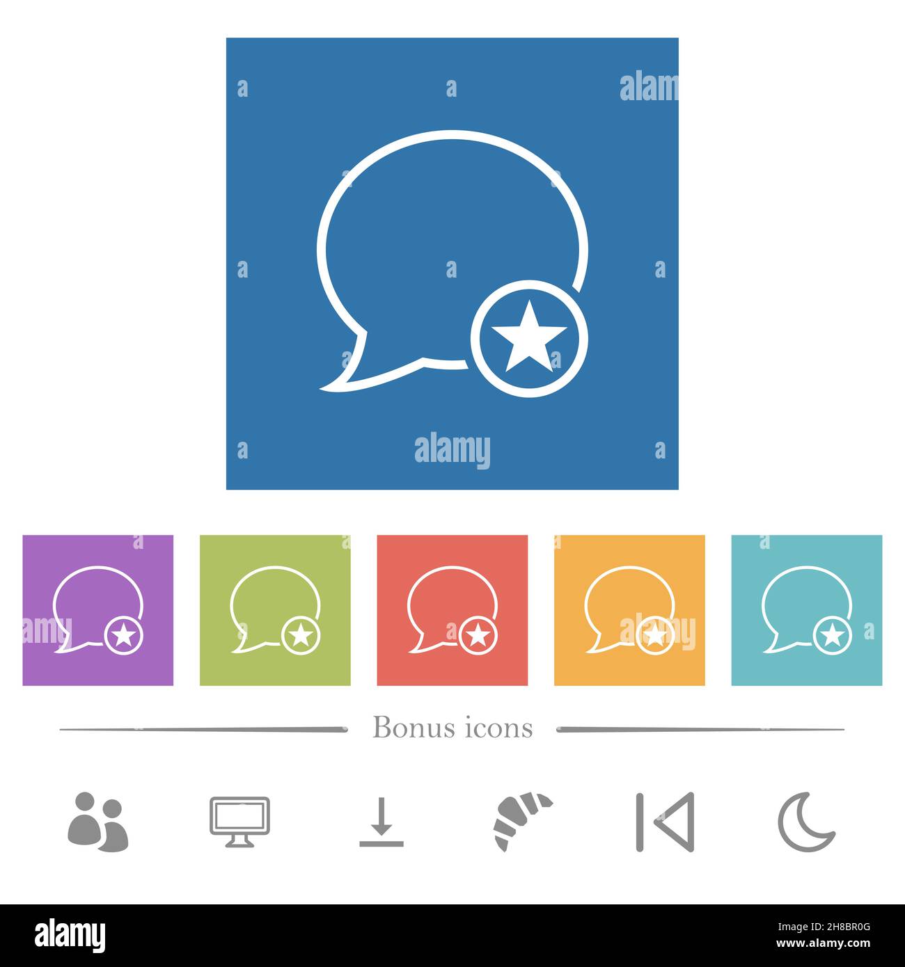 Message marked outline flat white icons in square backgrounds. 6 bonus ...