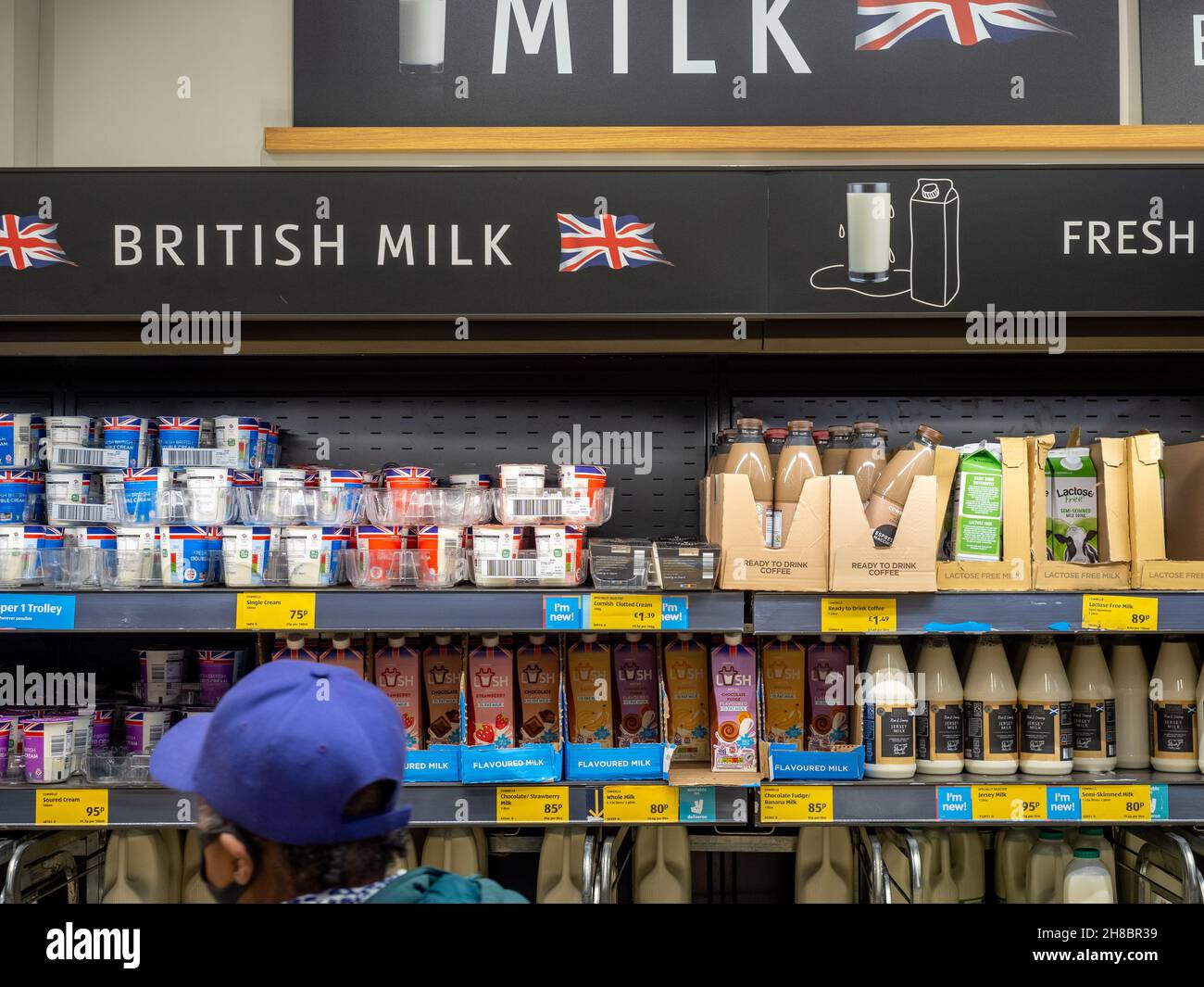 British Milk available at an Aldi store in north London Stock Photo - Alamy
