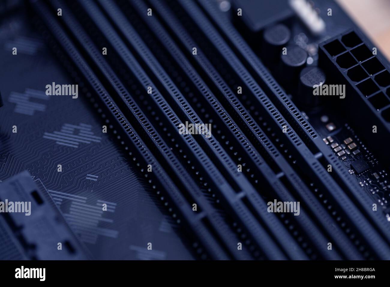 Close up of DDR4 STD of computer memory. Abstract digital data ...