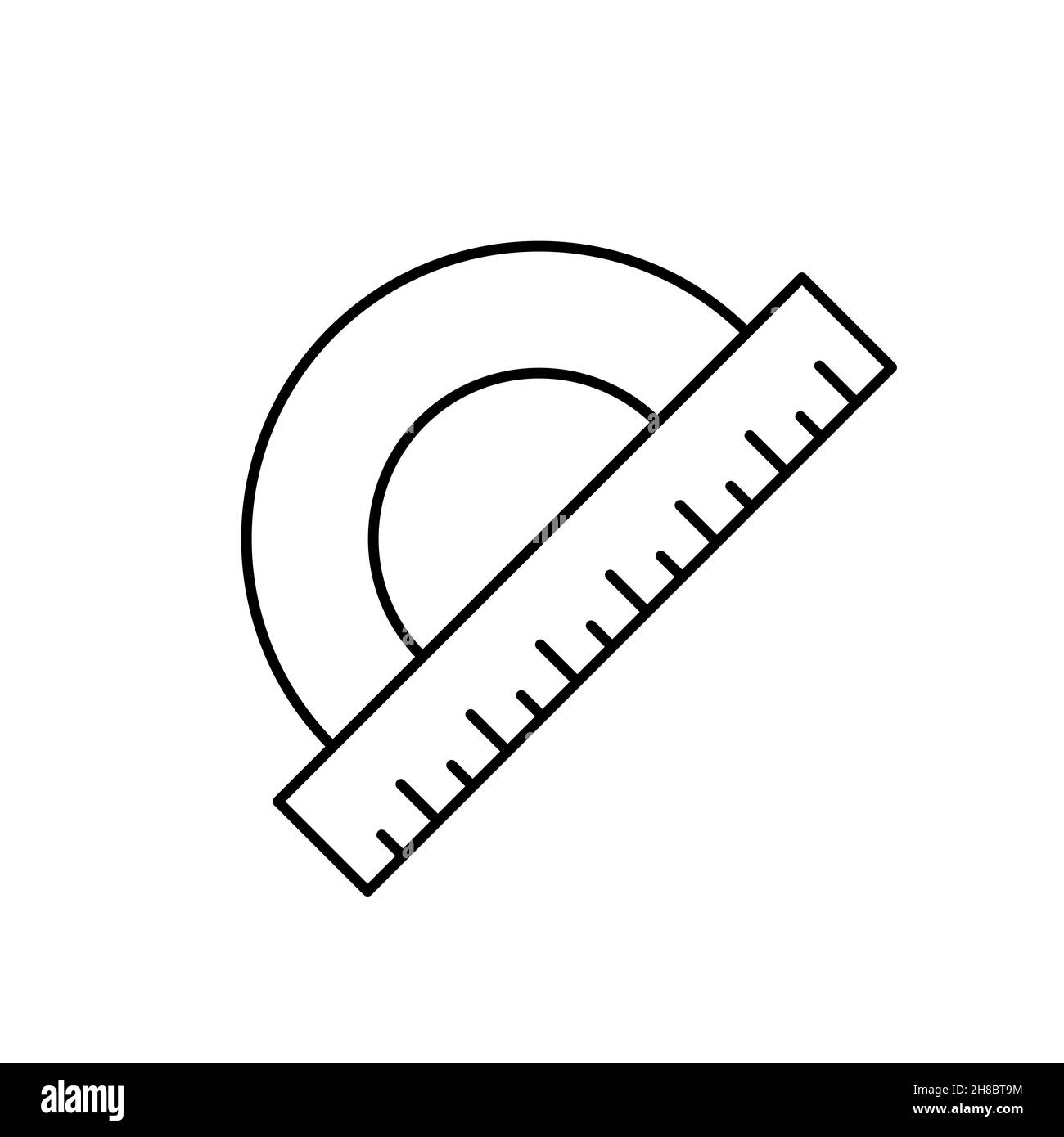 Protractor icon. Protractor ruler line icon. Hand tool lack linear icon ...