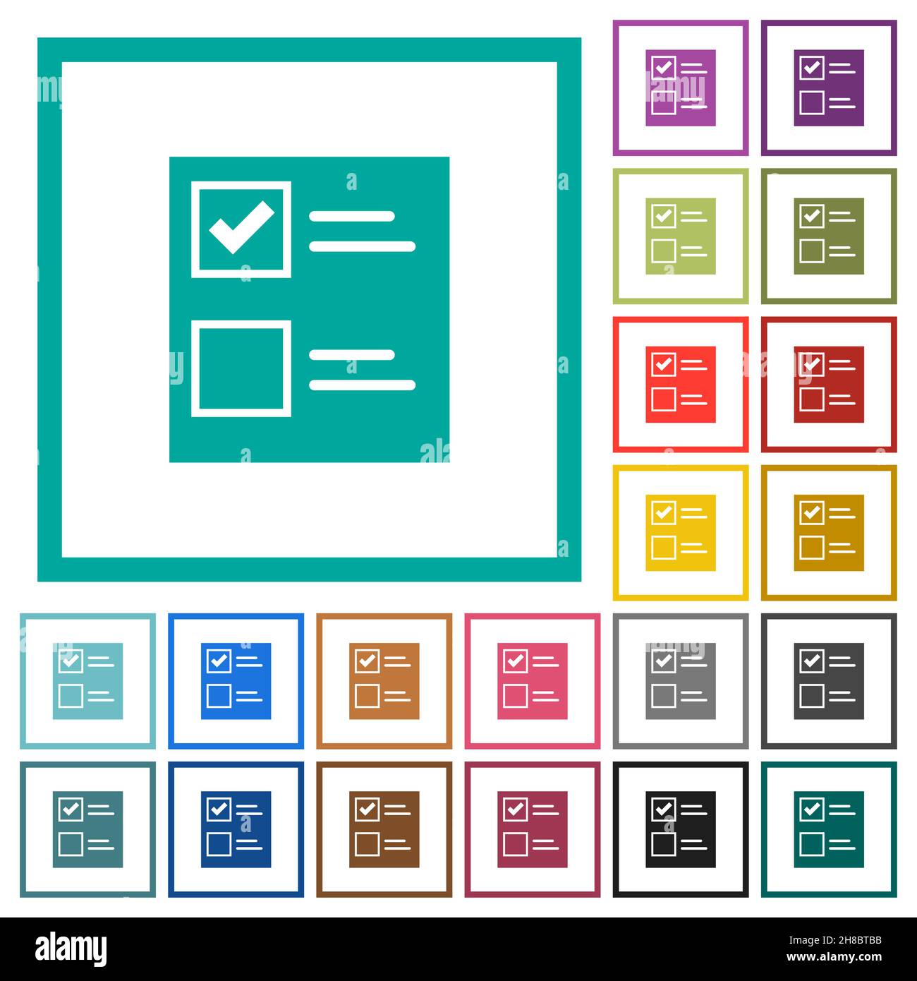 Ballot paper solid flat color icons with quadrant frames on white ...