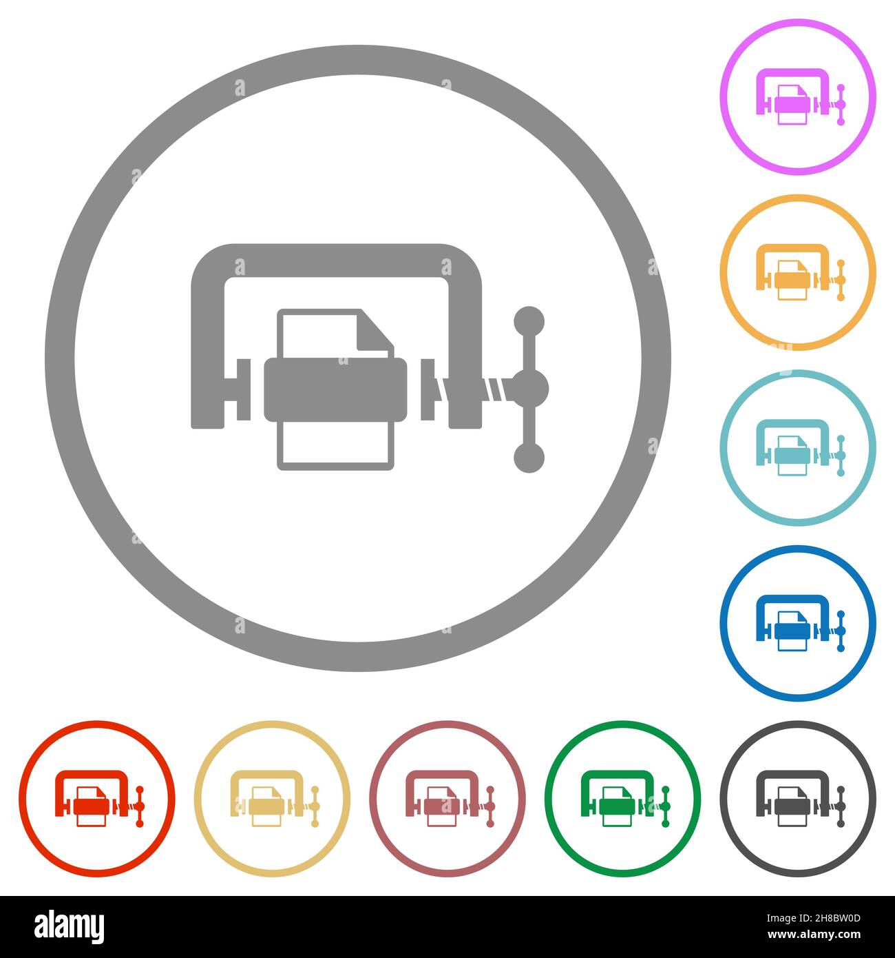 File compression solid flat color icons in round outlines on white ...
