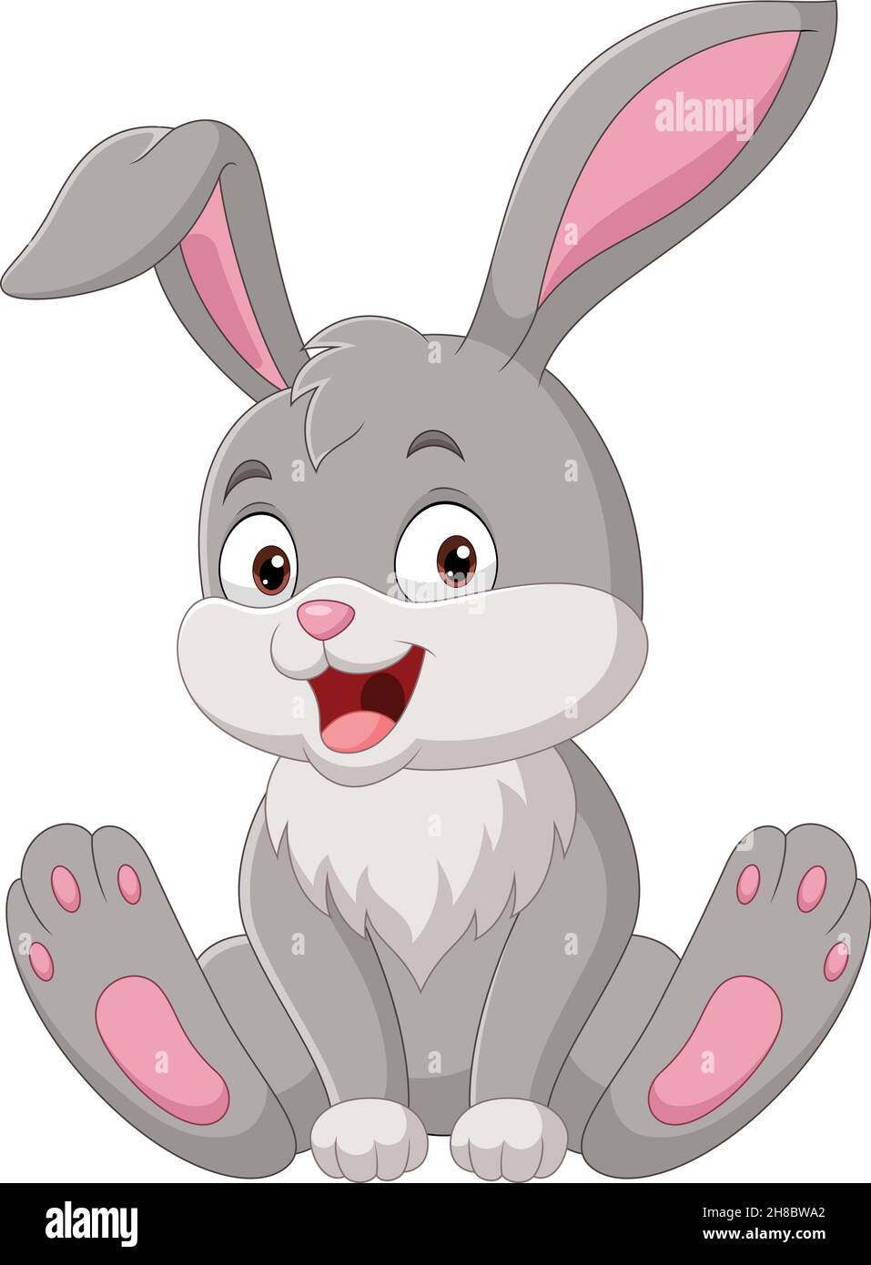 Cartoon funny rabbit sitting on white background Stock Vector Image ...