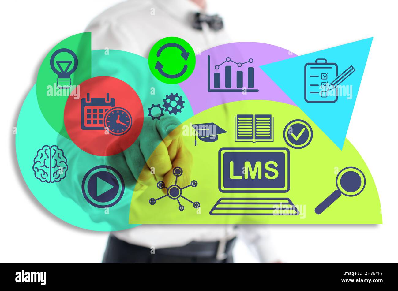 Lms concept shown by a man in background Stock Photo - Alamy