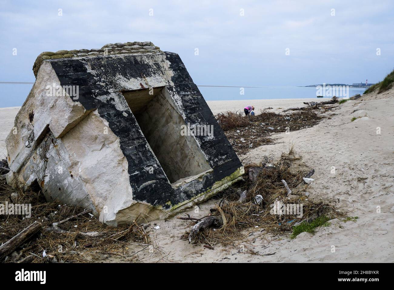 Damaged WWII German blockhaus, Authie Bay, Berck sur Mer, Pas de Calais ...
