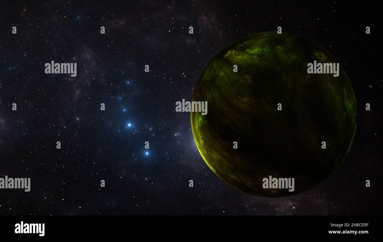 Fantastic planet in space, space landscape fantasy planet on the ...