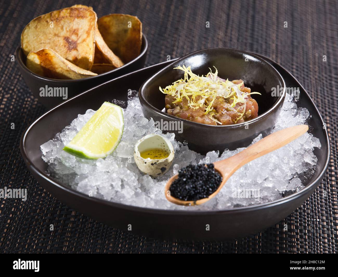 fresh tartare, raw minced meat with capers, chopped onion and dijon ...