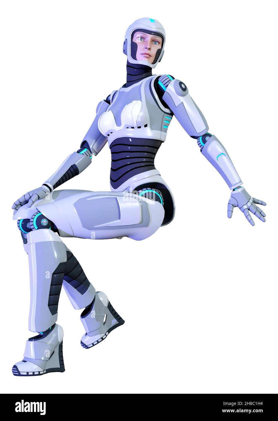 3D rendering of a female robot isolated on white background Stock Photo ...
