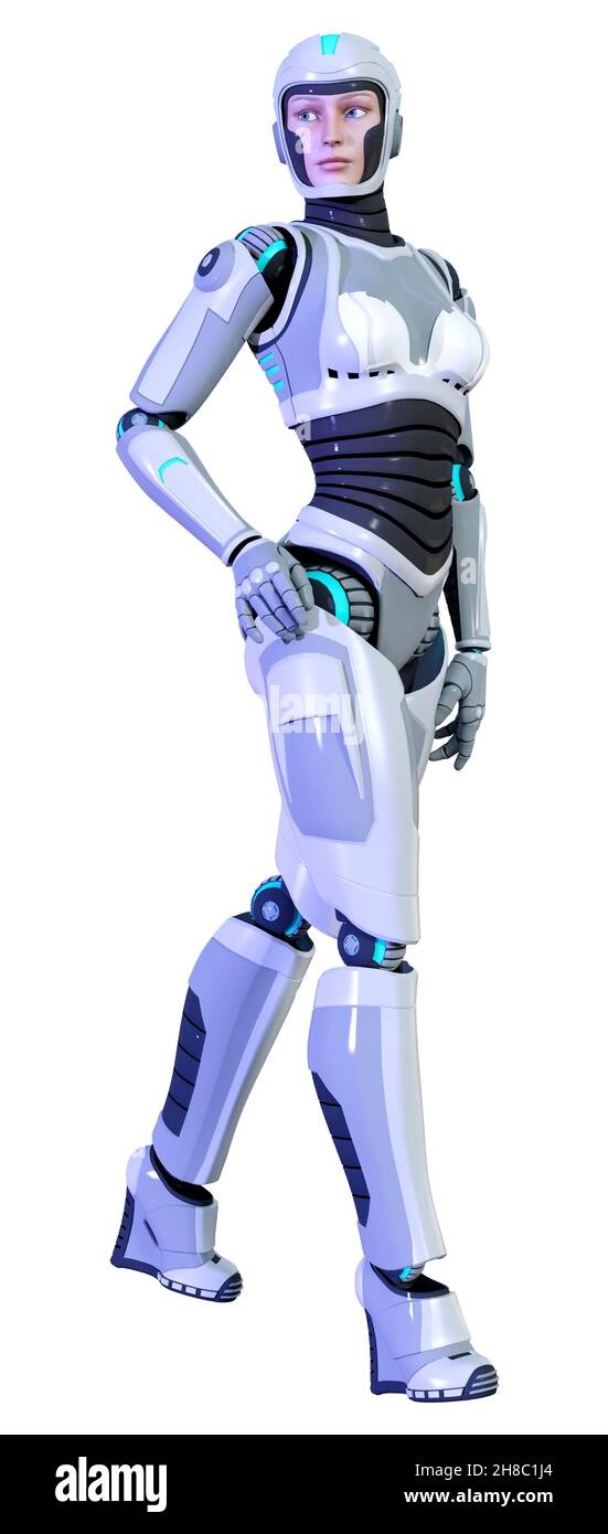 3D rendering of a female robot isolated on white background Stock Photo ...