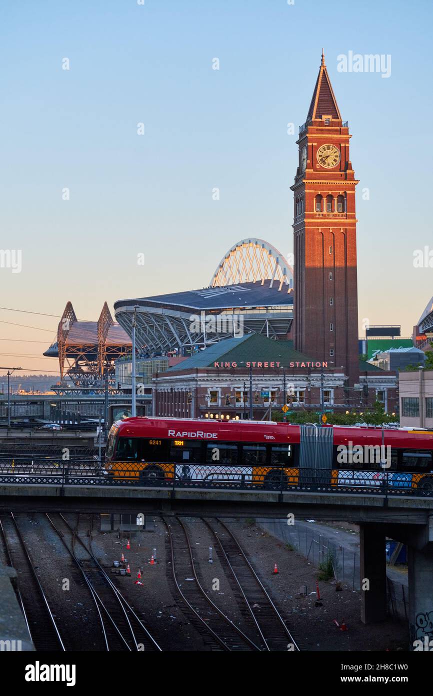 Historic King Street train station in Seattle downtown Stock Photo - Alamy