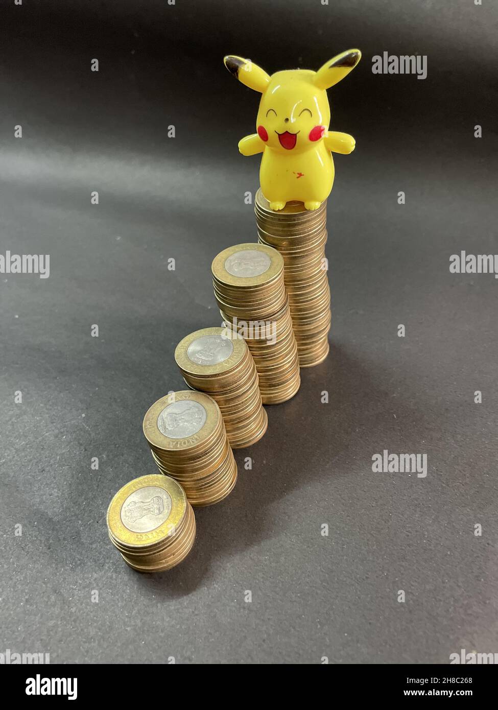 KOLKATA, INDIA - Oct 21, 2021: A top view of a happy Pikachu toy on ...