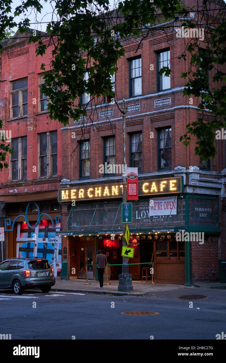 Historic Merchant's Cafe, Seattle's oldest restaurant Stock Photo - Alamy
