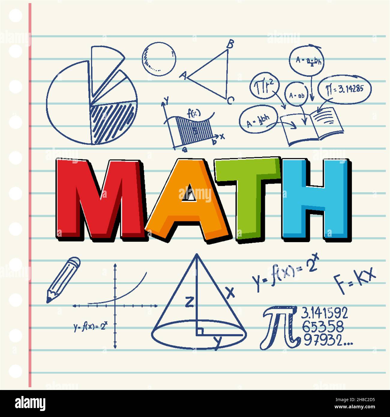 Doodle math formula on notebook page illustration Stock Vector Image ...