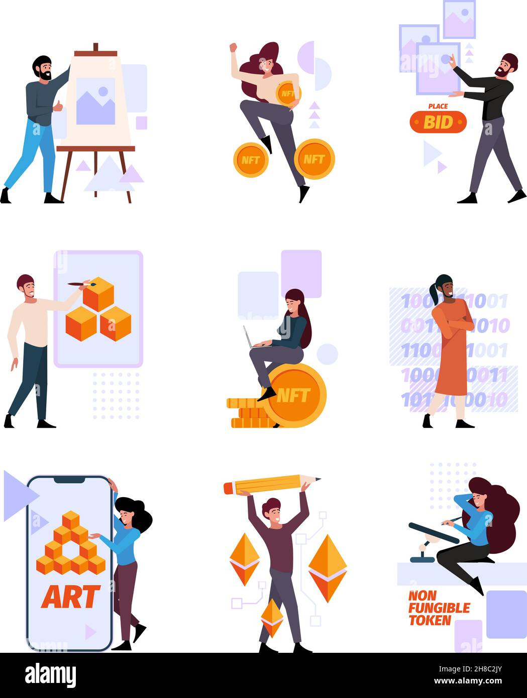 Crypto paintings. Nft blockchain paintings creative artists digital ...