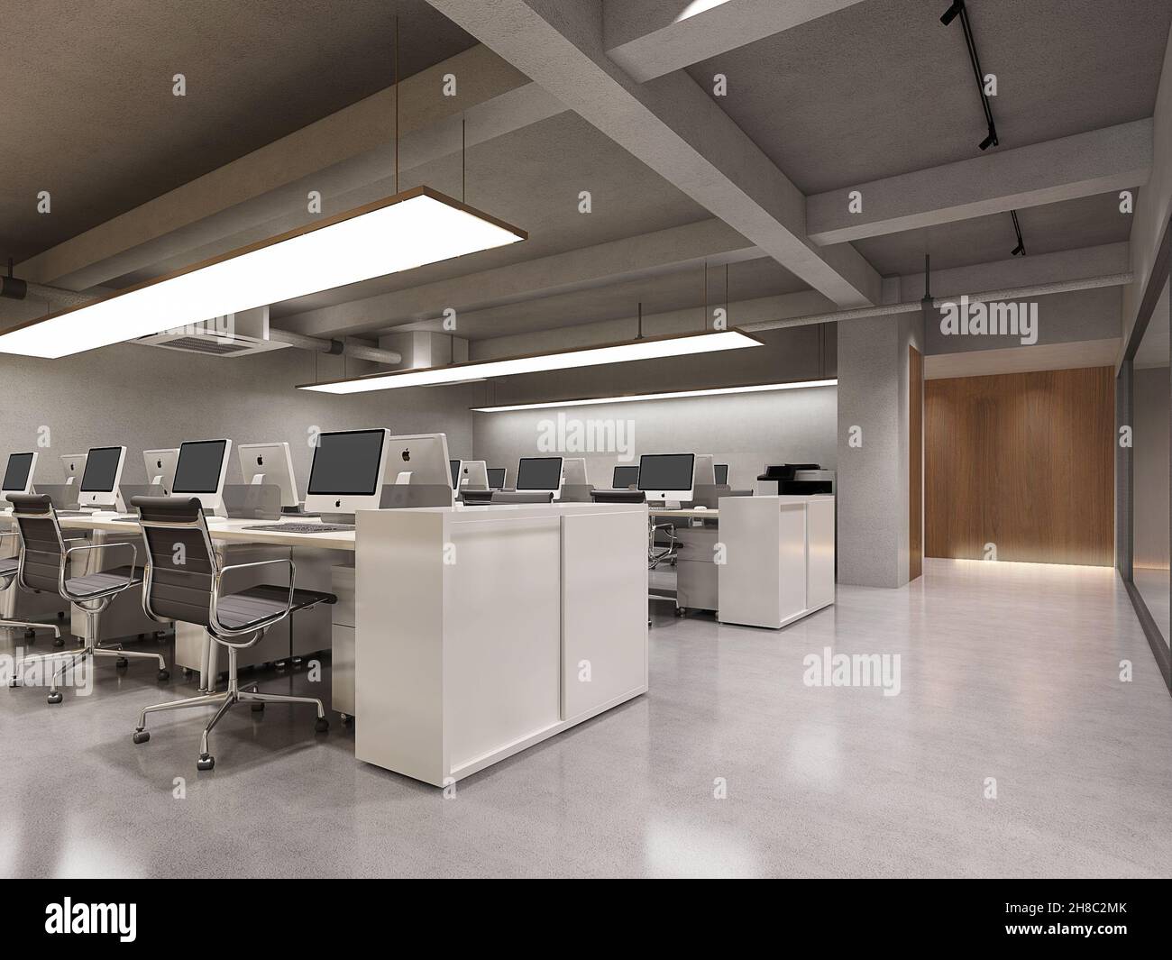 Beautiful modern office interior design - 3d rendering Stock Photo - Alamy