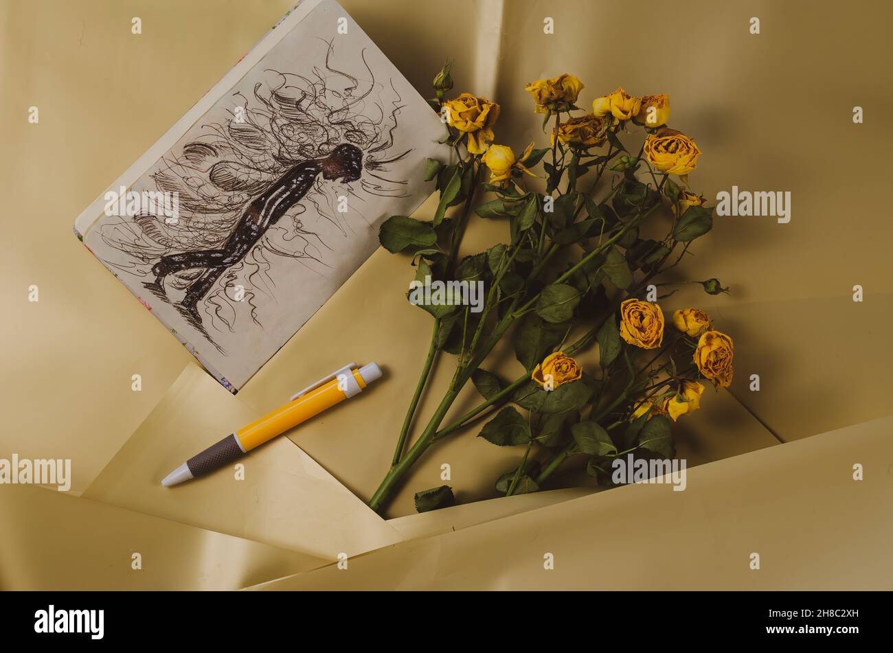 Wilting rose drawing hi-res stock photography and images - Alamy