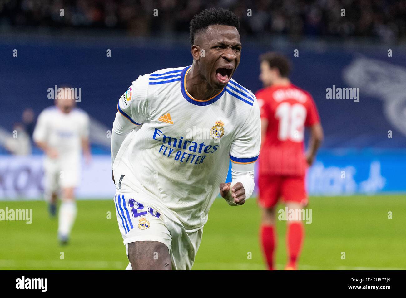 Vinicius Junior of Real Madrid celebrate a goal during La Liga Santader ...