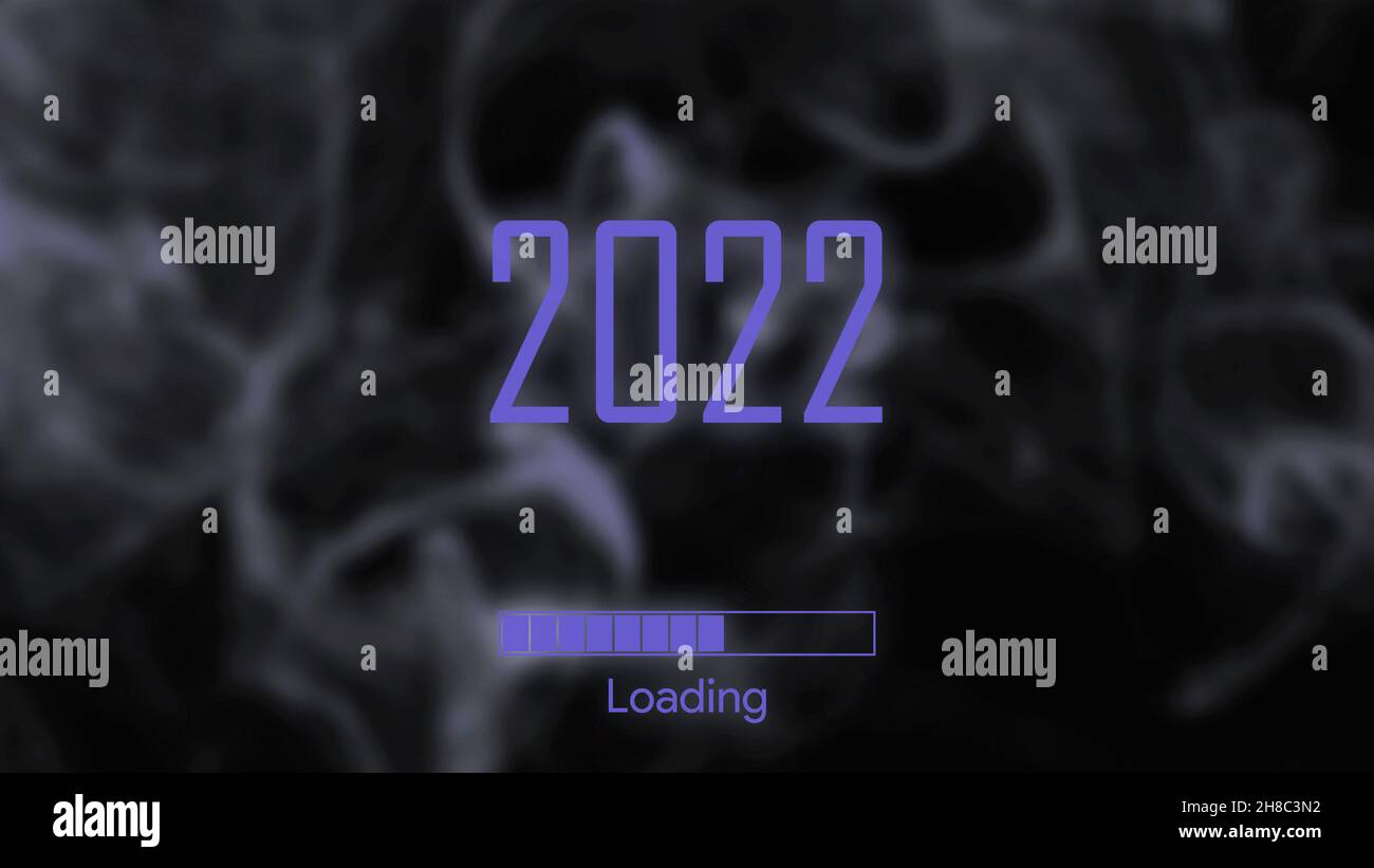 Loading new year 2022. Loading progress bar, 3D rendering. Black and ...