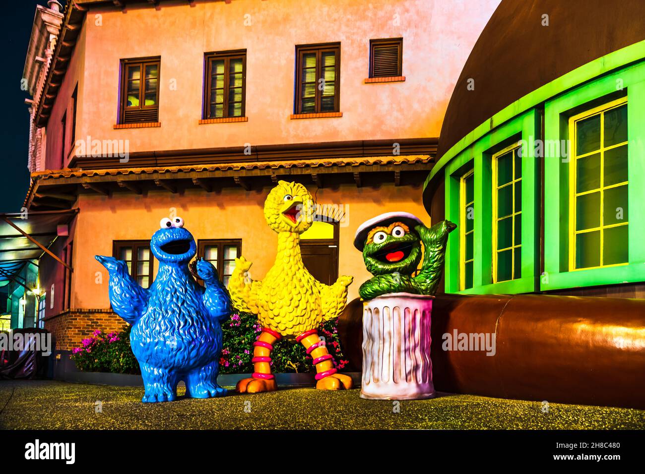 Sesame Street characters at Universal Studios Singapore. Theme park ...