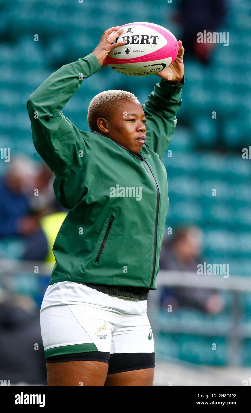 LONDON, ENGLAND - NOVEMBER 27: Lindelwa Gwala (Cell C Sharks Ladies)of ...