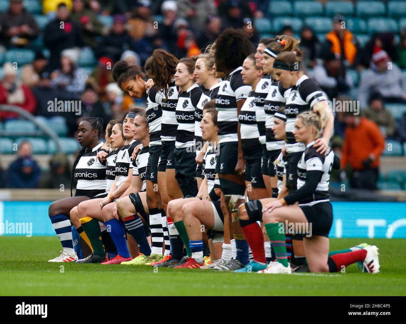 LONDON, ENGLAND - NOVEMBER 27: Barbarians Team take the knee before ...
