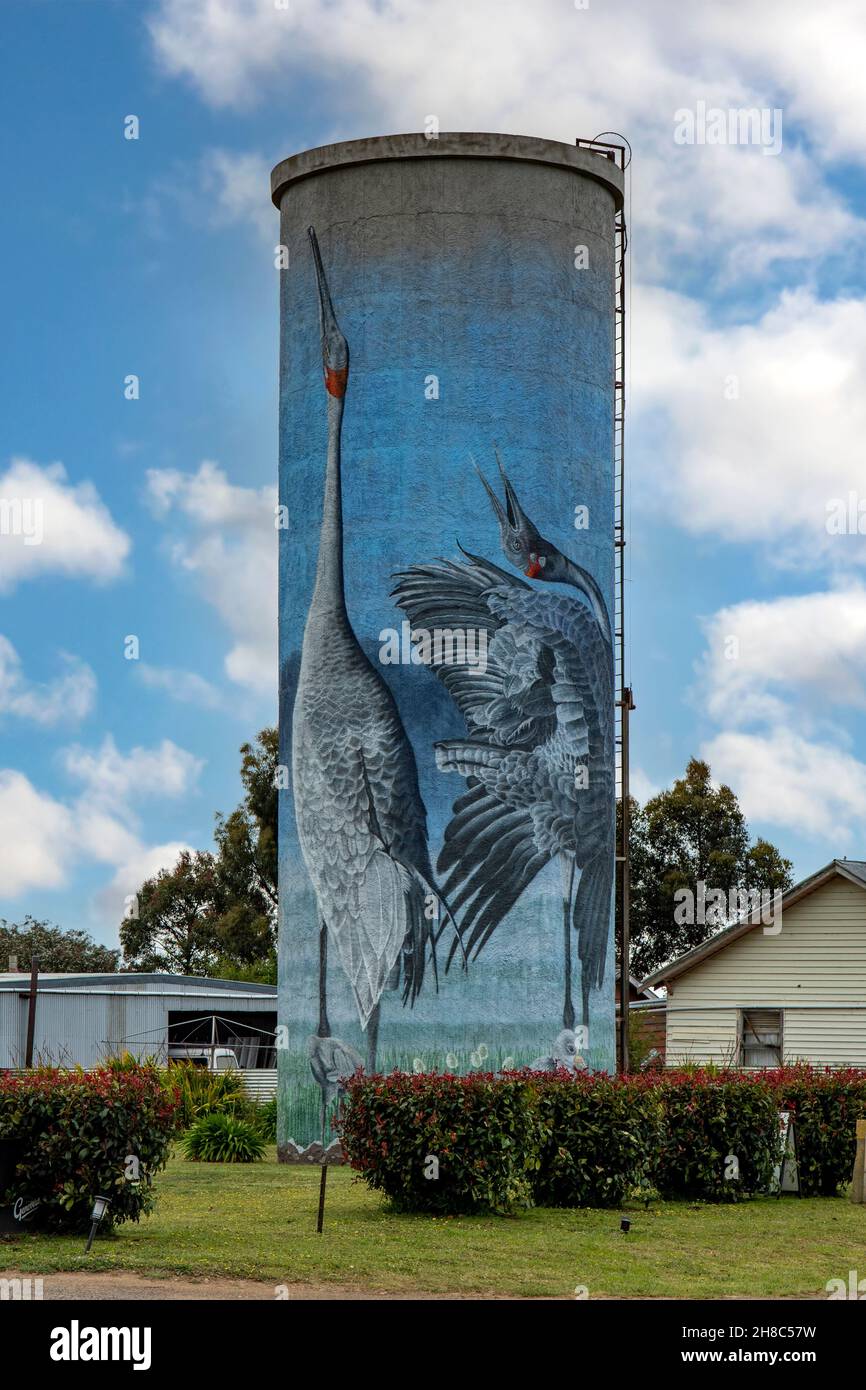 Brolgas Water Tank Art, Lismore, Victoria, Australia Stock Photo - Alamy