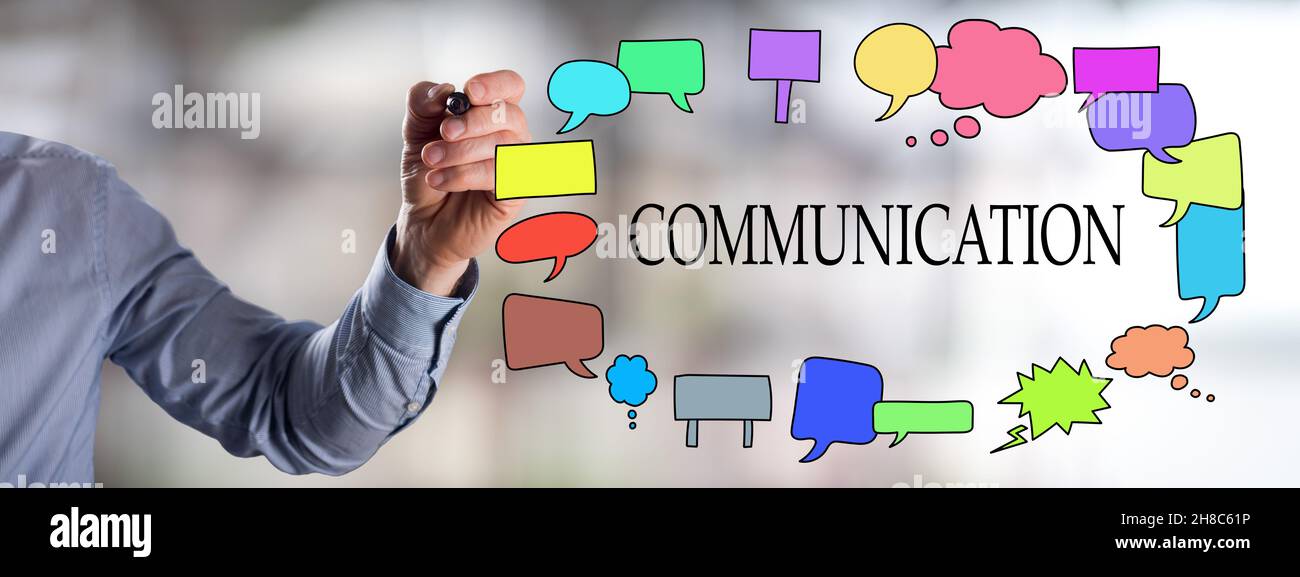Man drawing a communication concept Stock Photo - Alamy