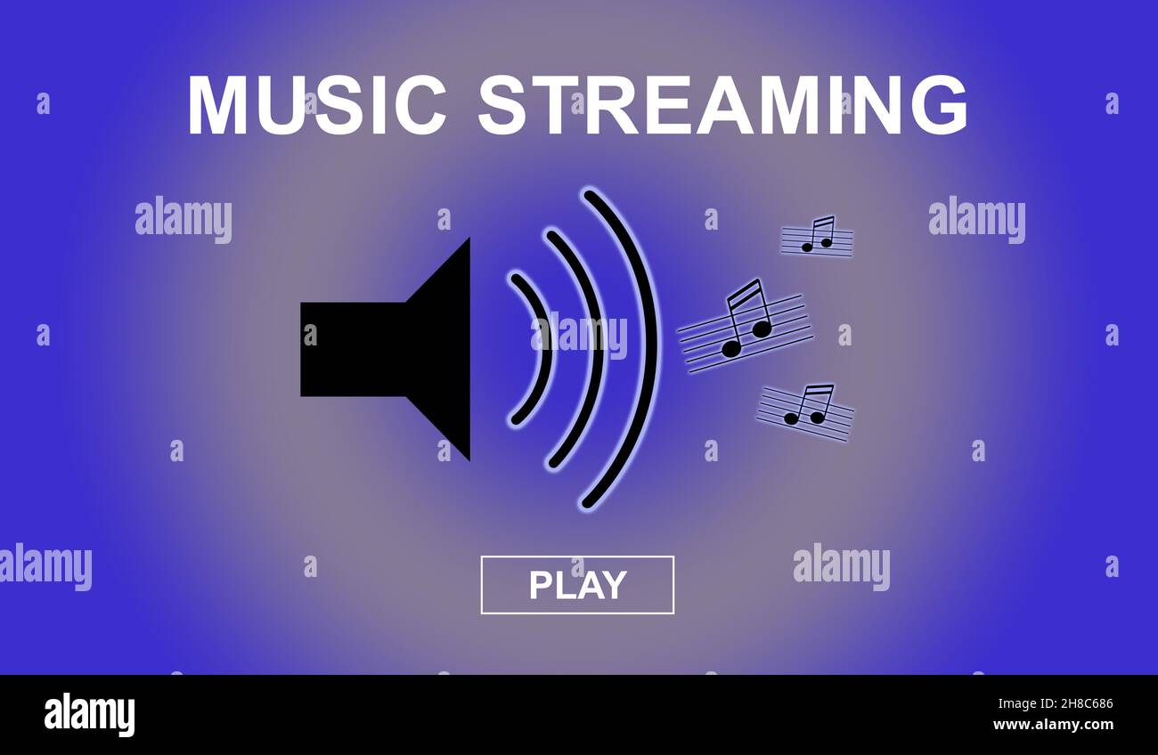 Music streaming concept with sound icon Stock Photo - Alamy