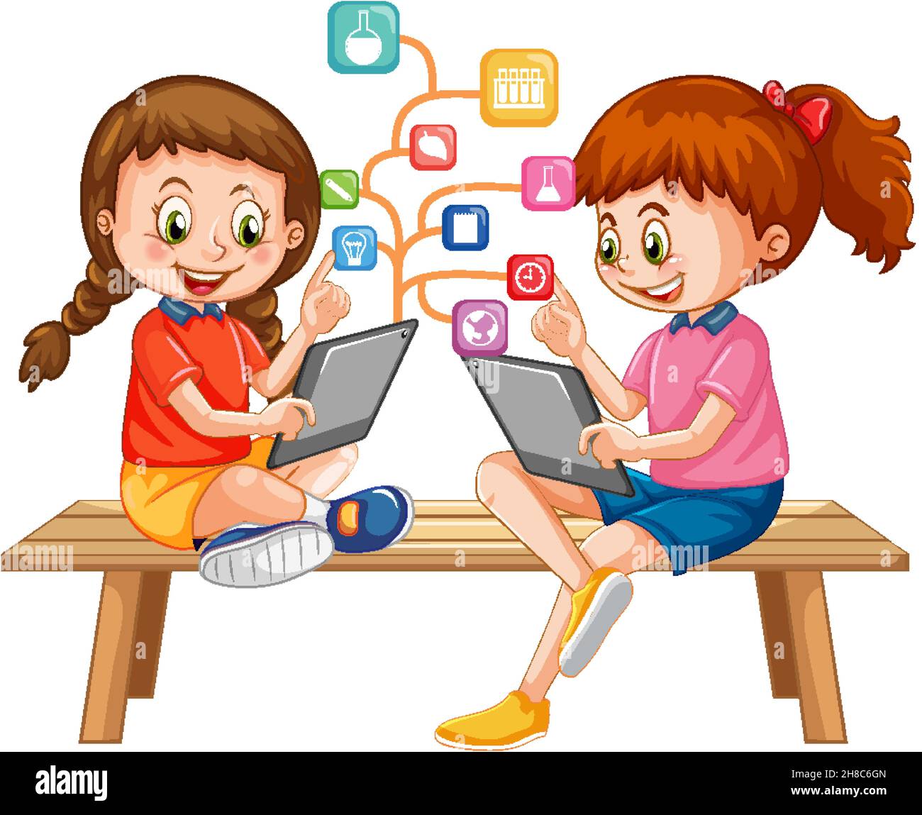 Kids with tablet computers Stock Vector Images - Alamy