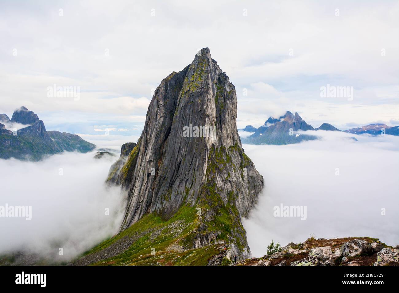 View from Mount Hesten on Iconic Mountain Segla Stock Photo - Alamy