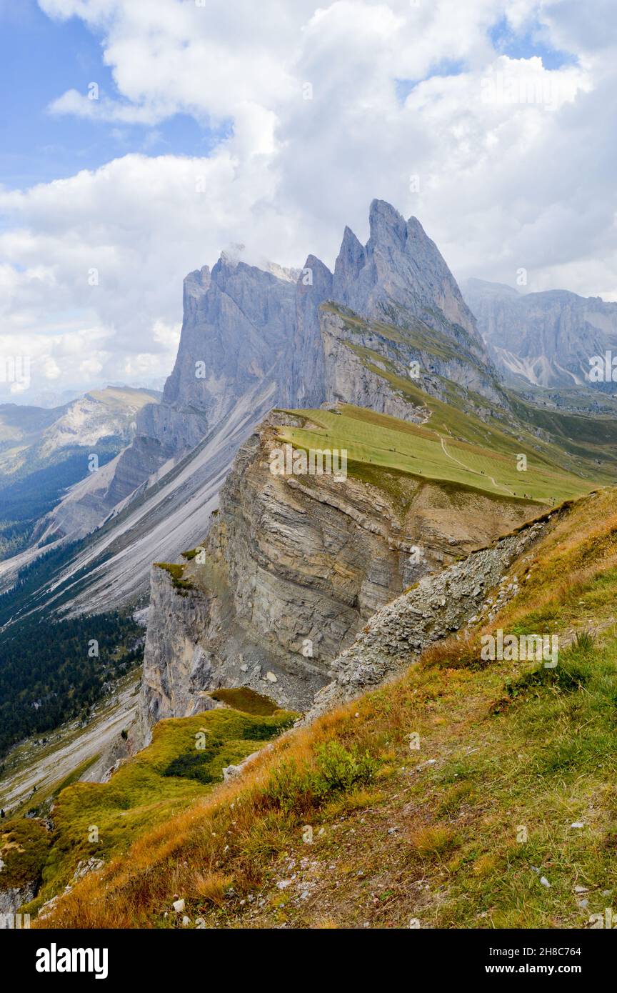 Beautiful view of the mountains in Seceda, Dolomitas, Italia Stock ...